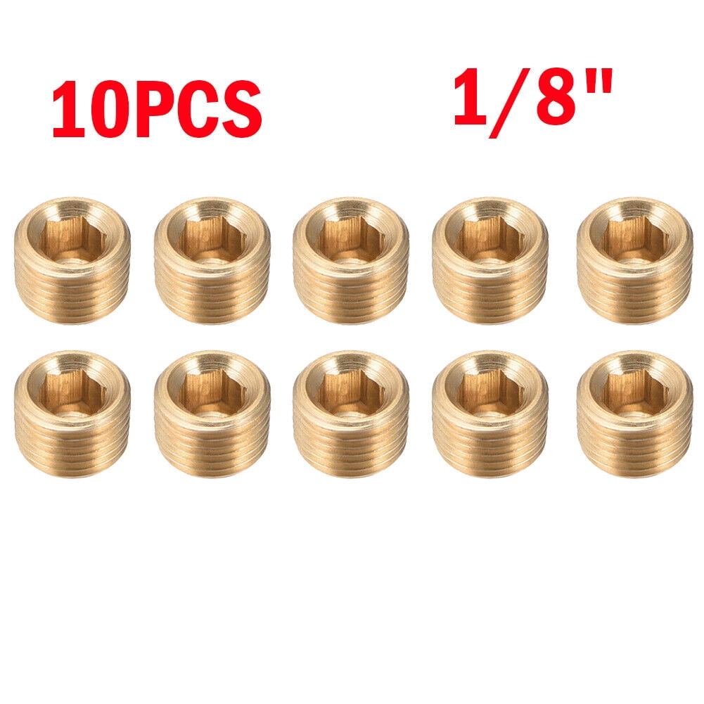 Lot of 10 PCS 1/8" Male NPT, MNPT Brass Plug Allen Key Countersunk Hex ...
