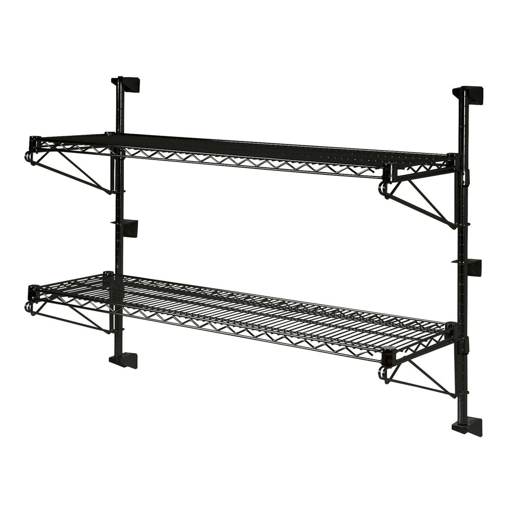 14" Deep x 30" Wide x 14" High Adjustable 2 Tier Black Wall Mount ...