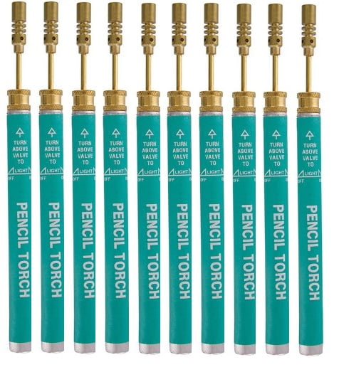 set of 10 butane mini pencil torches refillable welding soldering ...