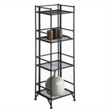 Pemberly Row Transitional Metal 4 Tier Folding Shelf Unit in Black ...
