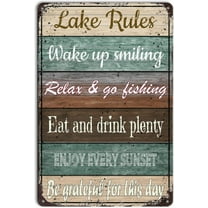 Lake Rules Metal Sign – Lake House Decor Wall Art for Summer Cabin ...