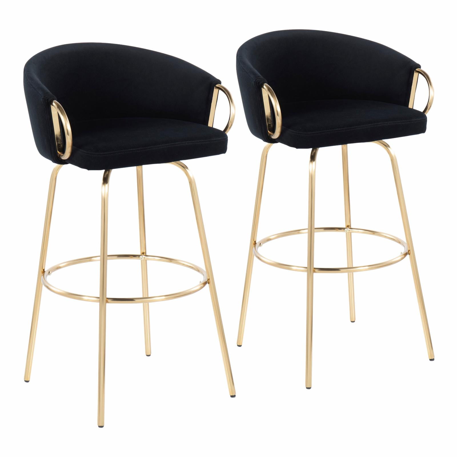 Claire Contemporary Glam 30" Fixed-Height Bar Stool With Gold Metal ...