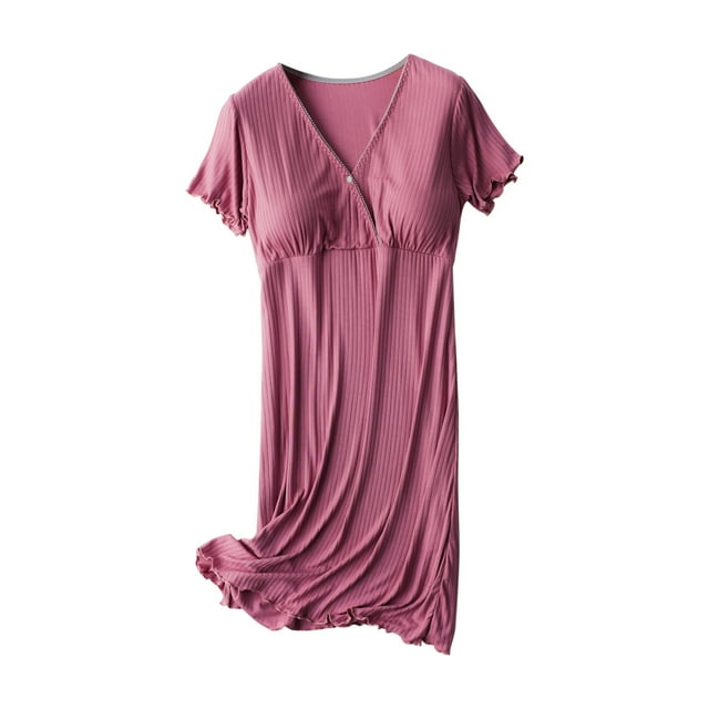 Diufon Women's Maternity Nursing Nightdress Short Sleeve V Neck ...