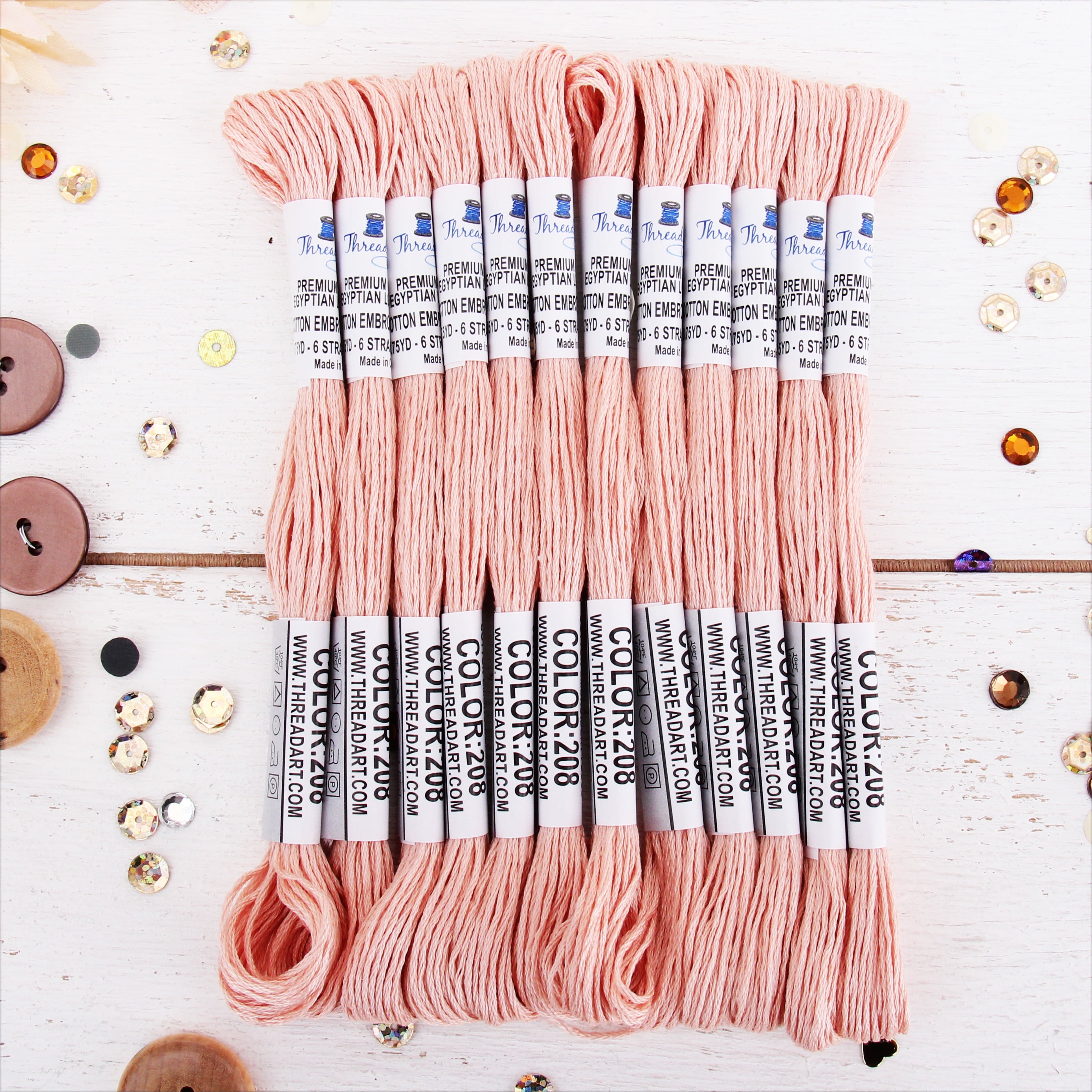 12 Skeins ThreadArt Premium Egyptian Long Fiber Cotton Embroidery Floss ...