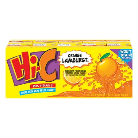 Hi-C Juice, Orange Lavaburst, 6 Fl Oz, 10 Count - Walmart.com