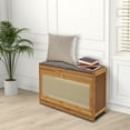 Shoe Storage Bench, 27.5" Wooden Shoe Stool with Cushion – 220 lbs ...