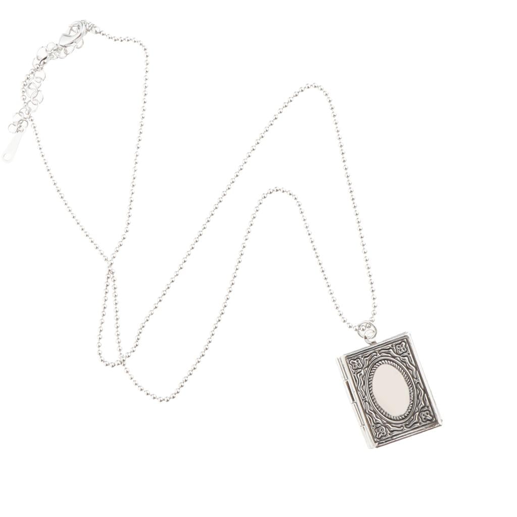 Collar con colgante de de libro de plata/ Medallones con se pueden ...