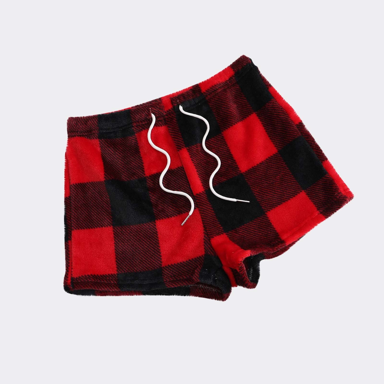 Click here for Soki Womens Fuzzy Plaid Pajama Shorts Tie Front El... prices