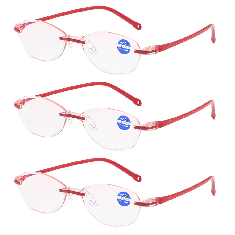 3 Pairs Womens Reading Glasses PC Rimless Readers Blue Light Blocking ...