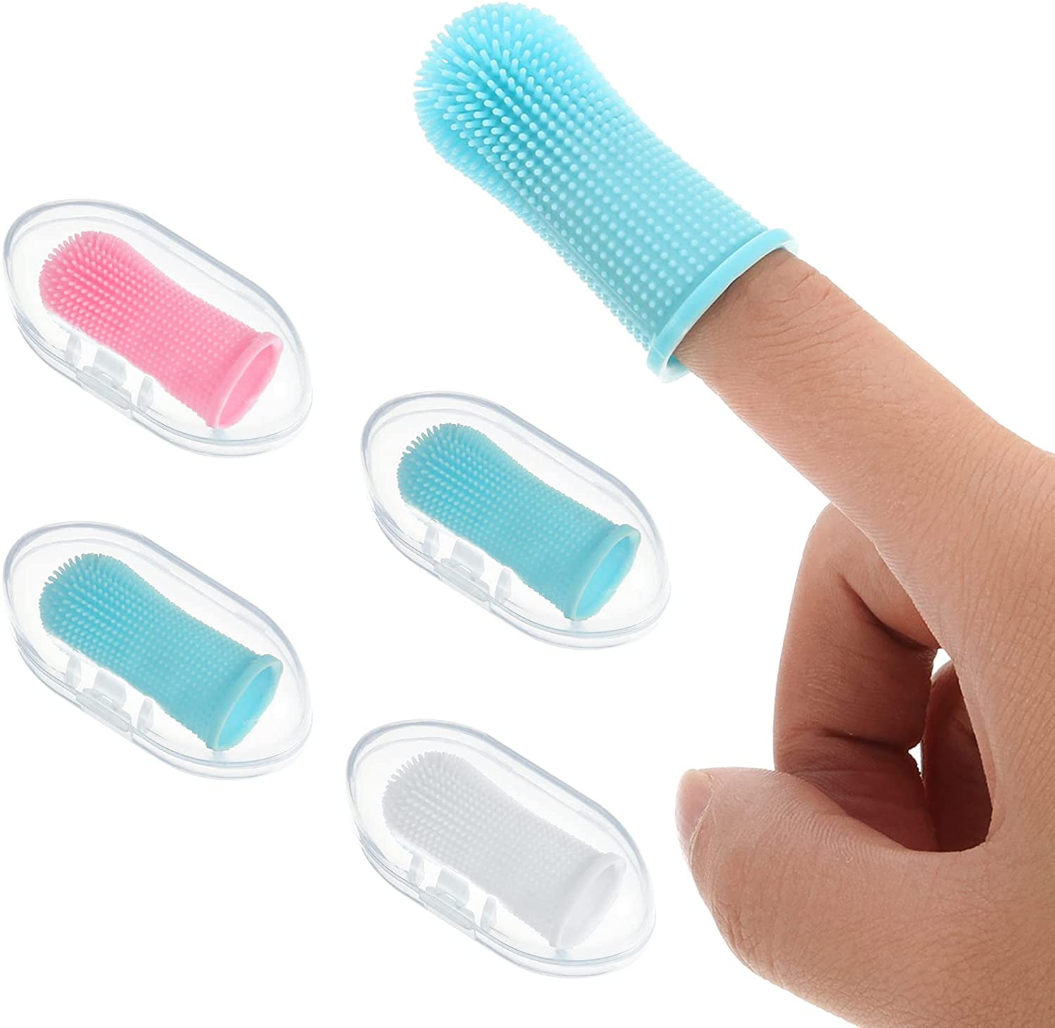 Dog Finger Toothbrush, 4 PCS Silicone Dog Finger Brushes for Dog Teeth ...