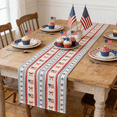 4th of July Table Runner - Wide with Dobby Stripe, Heavy Ribbed Weave ...