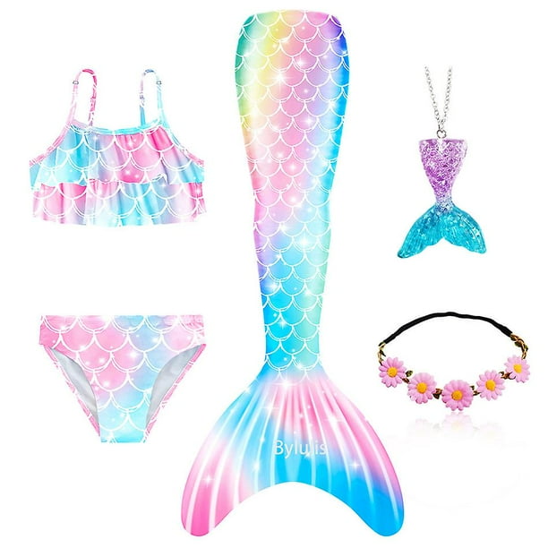Girls Bathing Suit Mermaid Tails Beach Swimsuit Costumes With Monofins