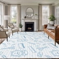 Blue Study Stationery Area Rug 8x10 Washable Rug Non Slip Modern Art ...