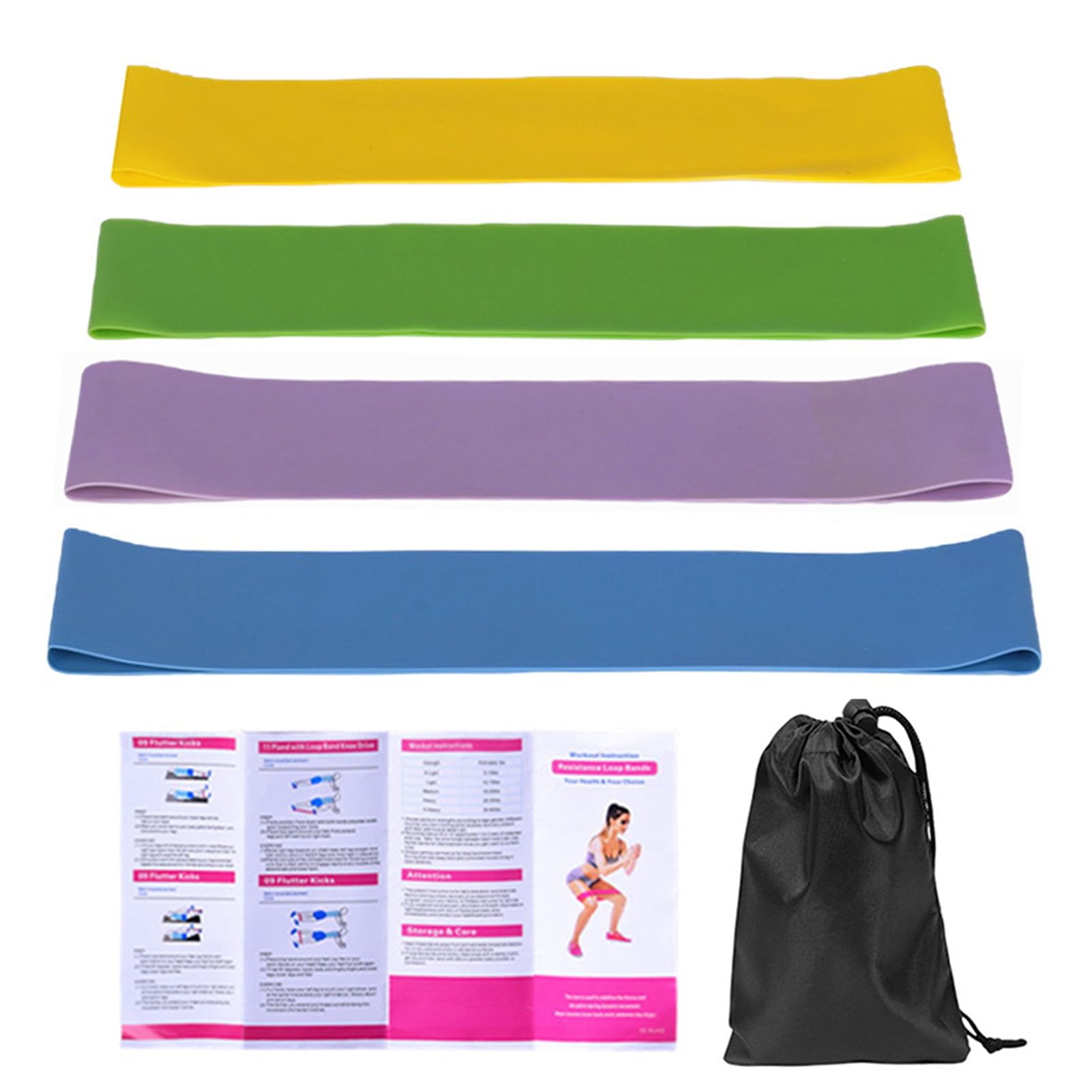 Pack of 4 Exercise Resistance Loop Bands Latex Gym Strength Training ...