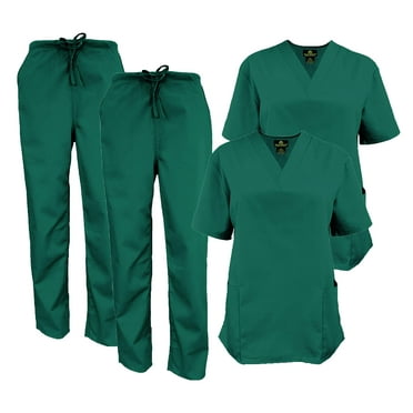 M&M SCRUBS Women's Ultra Soft Stretch Drop-Neck 2 Pocket Scrub Top and ...