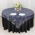 Efavormart 72"x72" Royal Blue Wave Embroidered Sequin Table Overlay ...