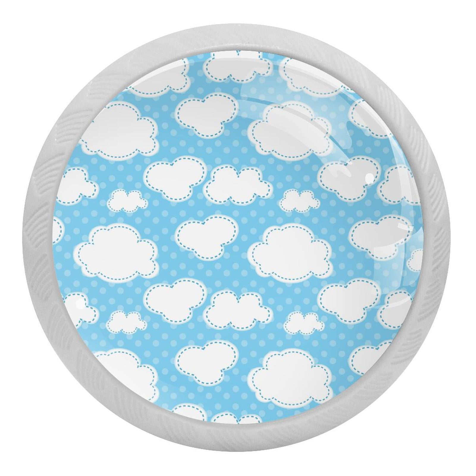 4PCS Round Cartoon White Cloud Cabinet Fluorescence Knob Glowing in the ...