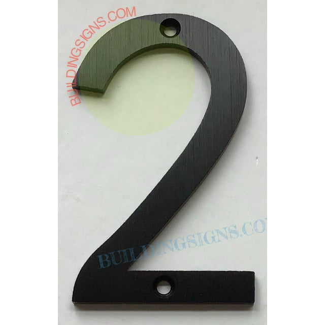House number 2 sign ( Black Aluminium, 3 inch)-Floating Mount House ...