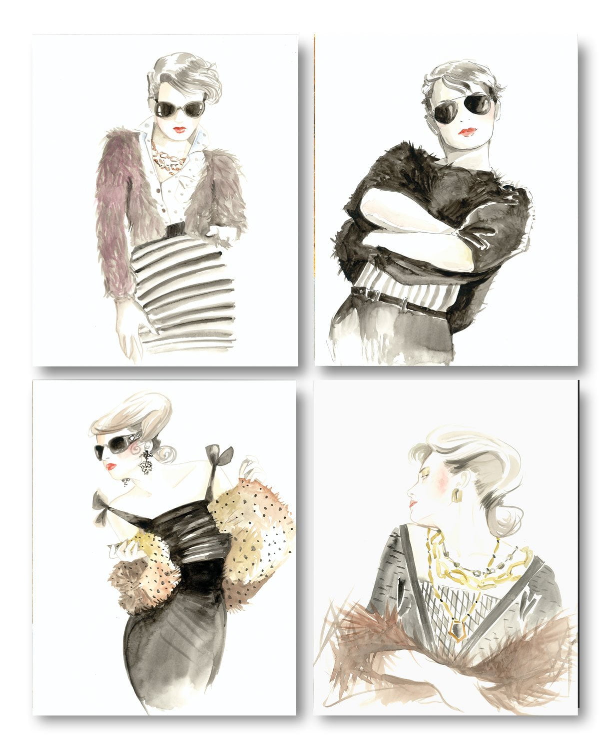 4 Popular Vintage Runway Model Vogue Fashion Prints; Four 8x10 Poster ...