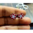 2Ct Round Cut Simulated Red Ruby Flower Stud Earrings 14K White Gold ...