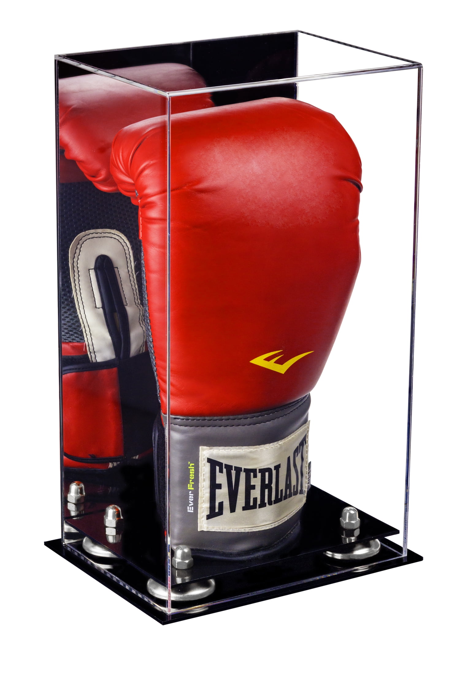 Deluxe Acrylic Boxing Glove Display Case with Mirror and Silver Risers ...