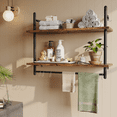 "Bestier 31"" Industrial Floating Shelf, Wood and Metal, Wall-Mounted ...