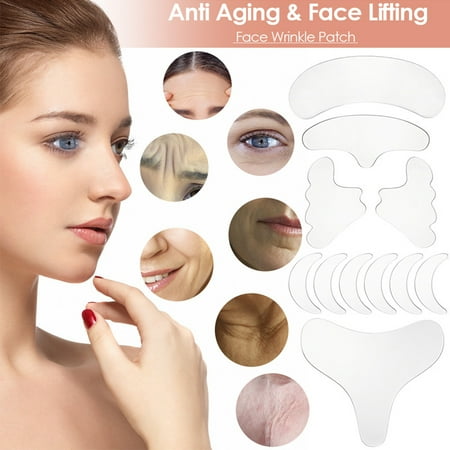 Dinohhi Lot de 11 autocollants anti-rides en silicone, réutilisables pour le visage, le front ...