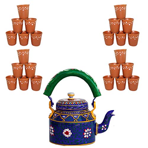 Odishabazaar Combo 24 Pcs Designer Teacups|Indian Kulhar|Free 1Ltr Hand ...