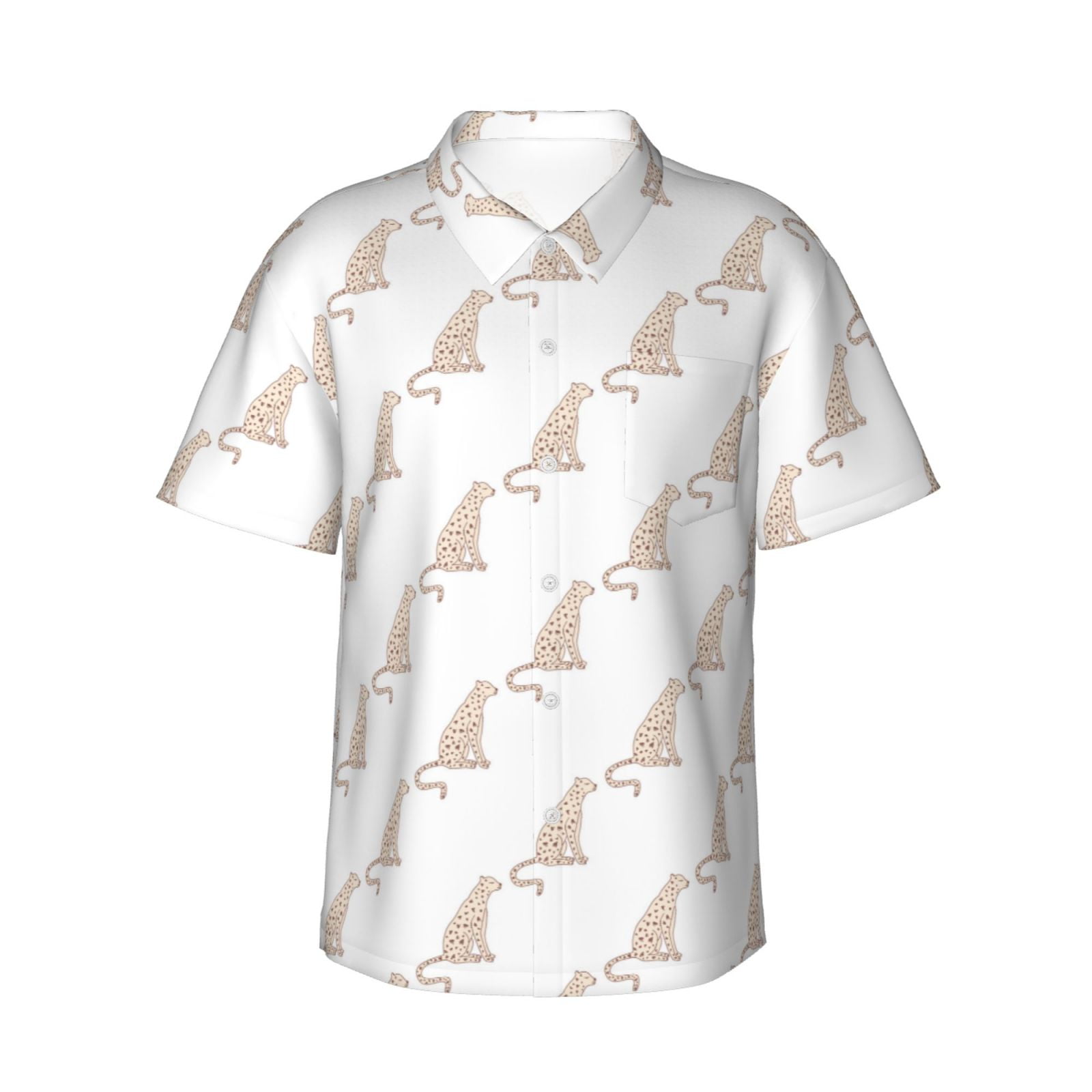 Balery Leopard Print Camisas hawaianas de manga corta para hombre ...