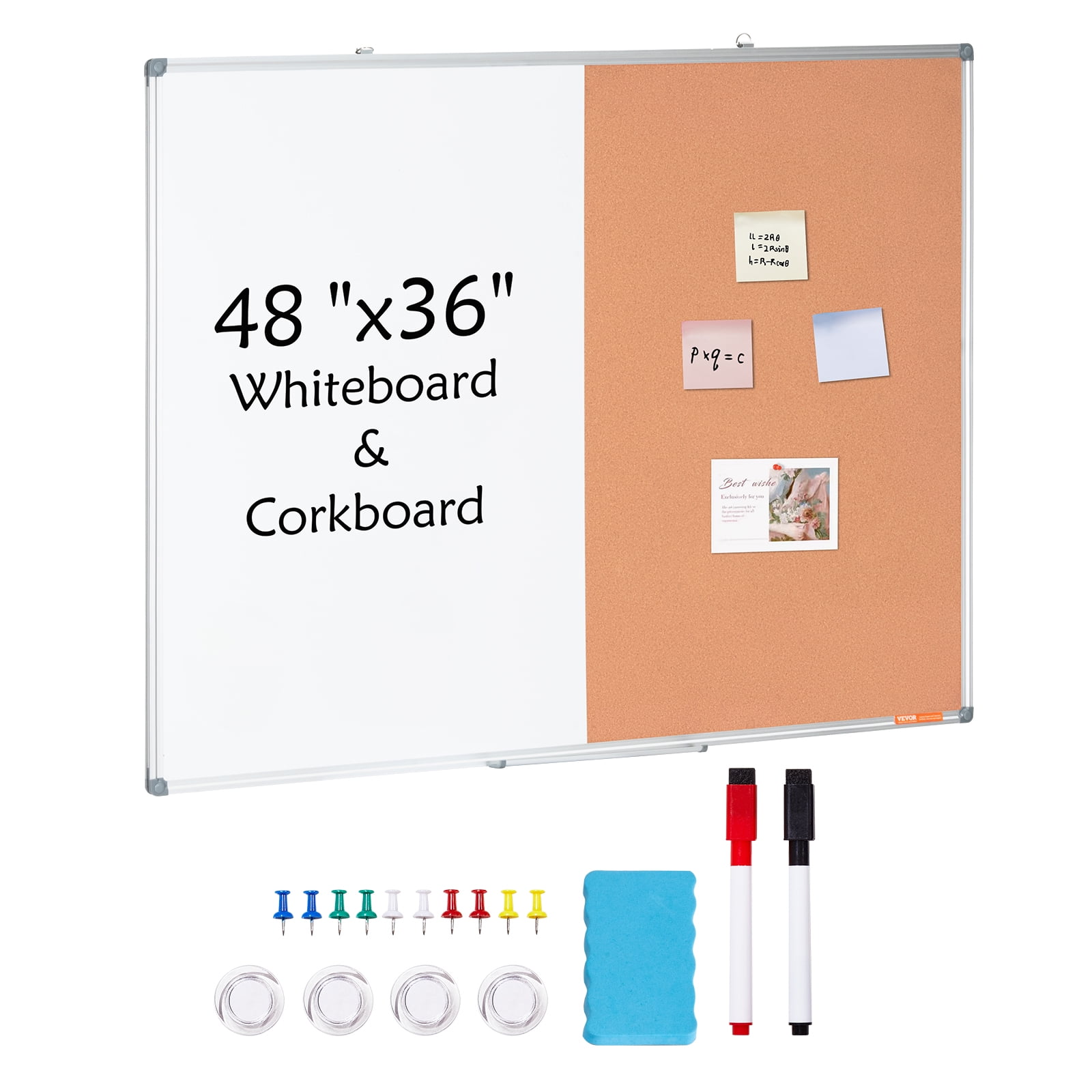 Click here for Vevor 48X 36 Whiteboard & Cork Board Combo With Al... prices