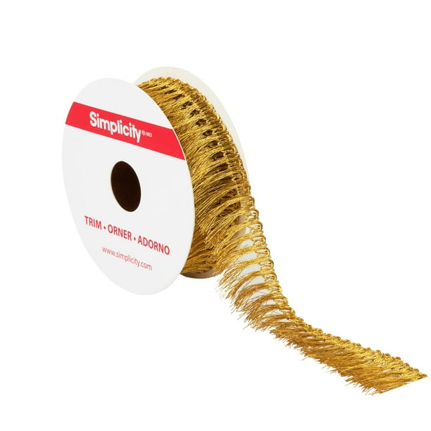 Simplicity Trim, Gold 1 inch Metallic Fringe Trim Great for Apparel ...