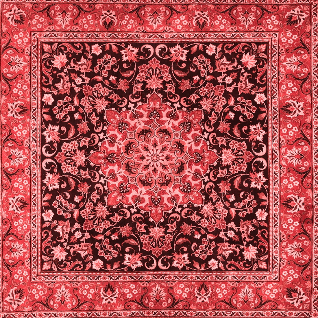 Ahgly Company Indoor Square Medallion Red Traditional Area Rugs, 5 ...