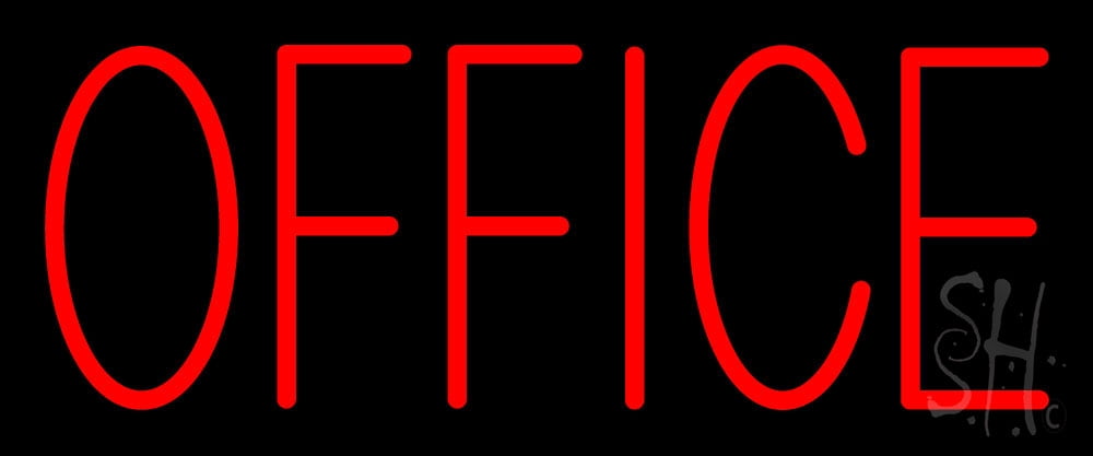 Red Office LED Neon Sign 6 x 15 - inches, Black Square Cut Acrylic ...