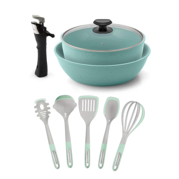 JADECOOK Batería de cocina Jade Smart antiadherente 10 piezas, mango ...