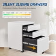 3 Drawer Mobile Metal File Cabinet, White Filling Cabinets with Lock ...