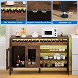 Dextrus 55" Industrial Coffee Bar Cabinet with Led Lights and Power ...