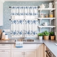 Blue Roses Kitchen Curtains Valances 3 Piece Set, Botanical Floral Leaf ...
