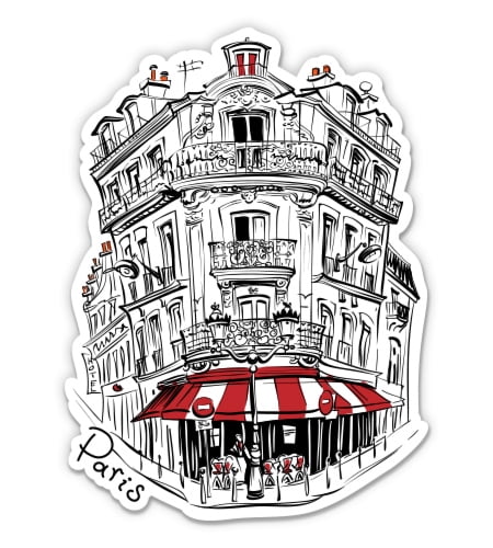 Paris France Café - 8" Vinyl Sticker - For Car Laptop I-Pad ...