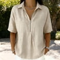 Linen Button Down Shirt for Women Fashionable Solid-colored Zipper ...