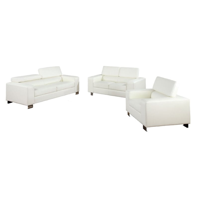 Furniture of America Salter Contemporary Faux Leather 3-Piece Sofa Set ...