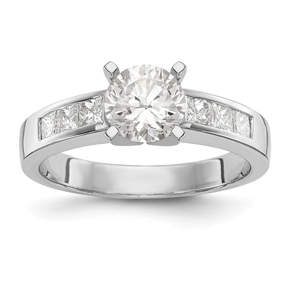 14K White Gold Ring Band Engagement Semi Mount Peg Set center Stone ...