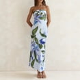 2026 New Women's Blue Orange Floral Print Strapless Tube Top Bodycon ...