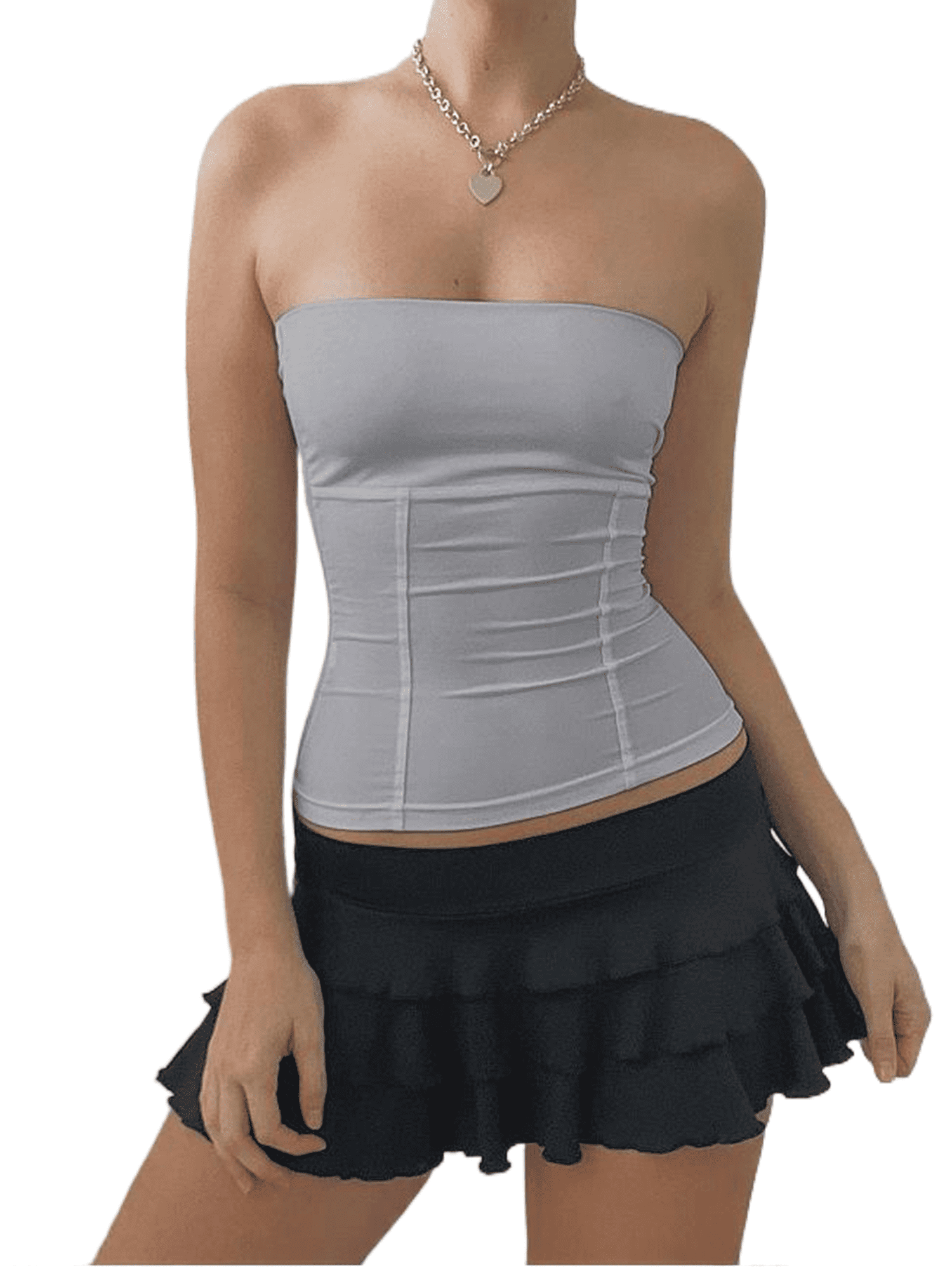 Huakaishijie Women Strapless Tube Tops Bodycon Corset Bandeau ...