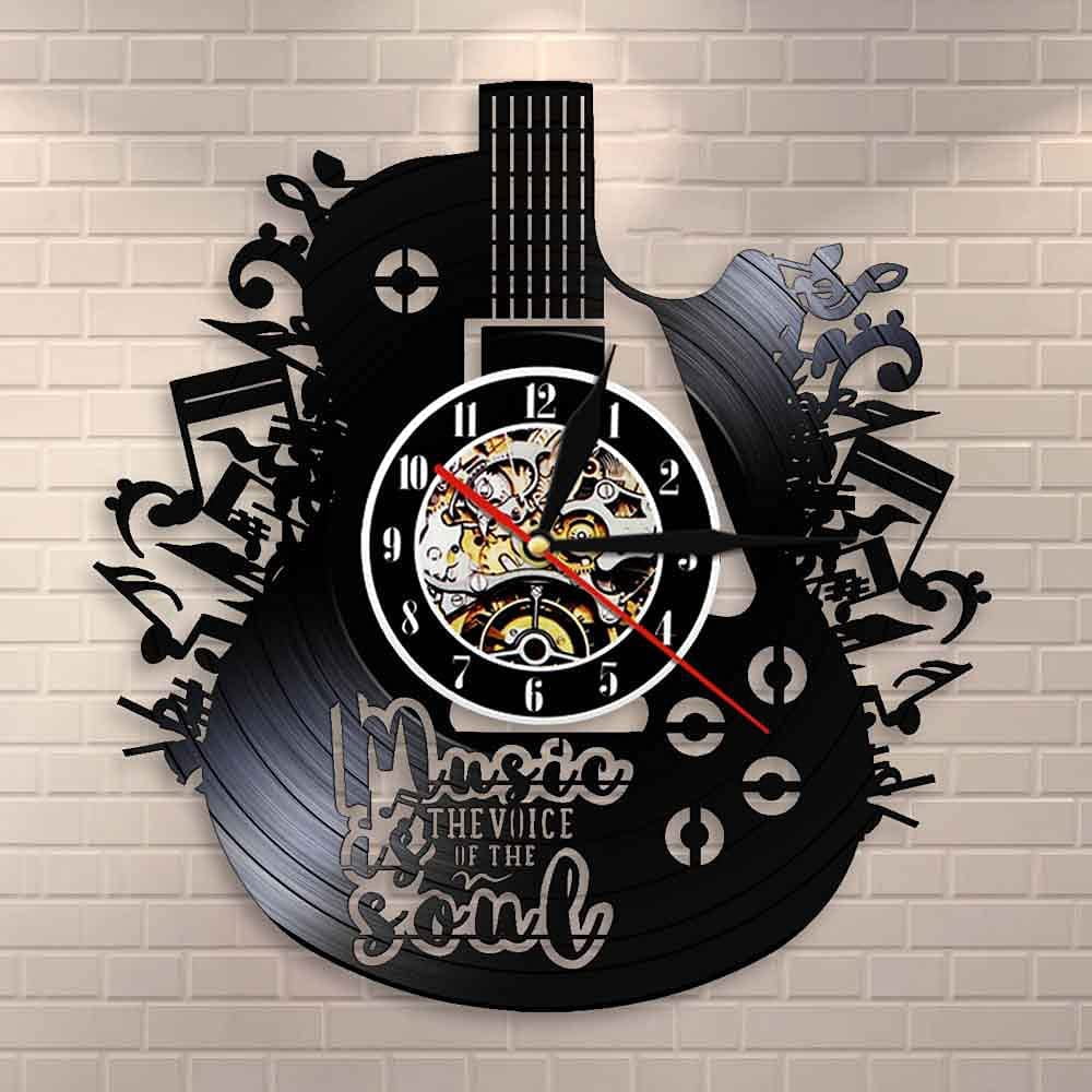 Miumaeov Guitar Music Vinyl Record Wall Clock with Colorful LED ...