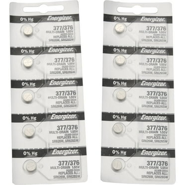 Energizer 377/376 Silver Oxide 10-Pack Batteries, 1.55V, Free Shipping ...