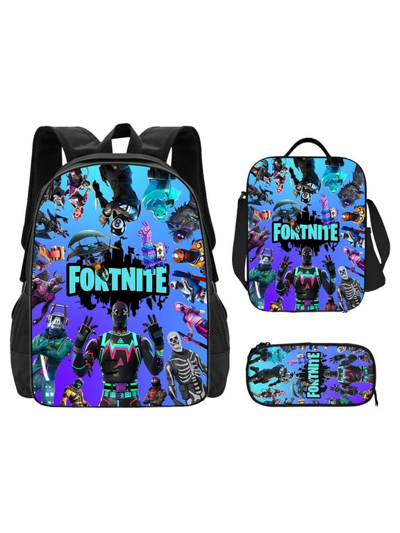 3 Set Fortnite Backpack Cartoon Character Creative Print Knapsack ...
