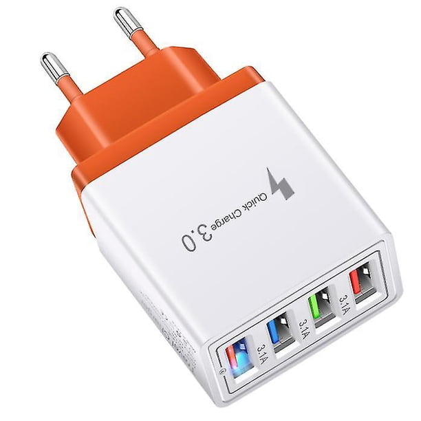 Portable 4 USB ports phone charger plug, USA Plug(Orange) - Walmart.ca