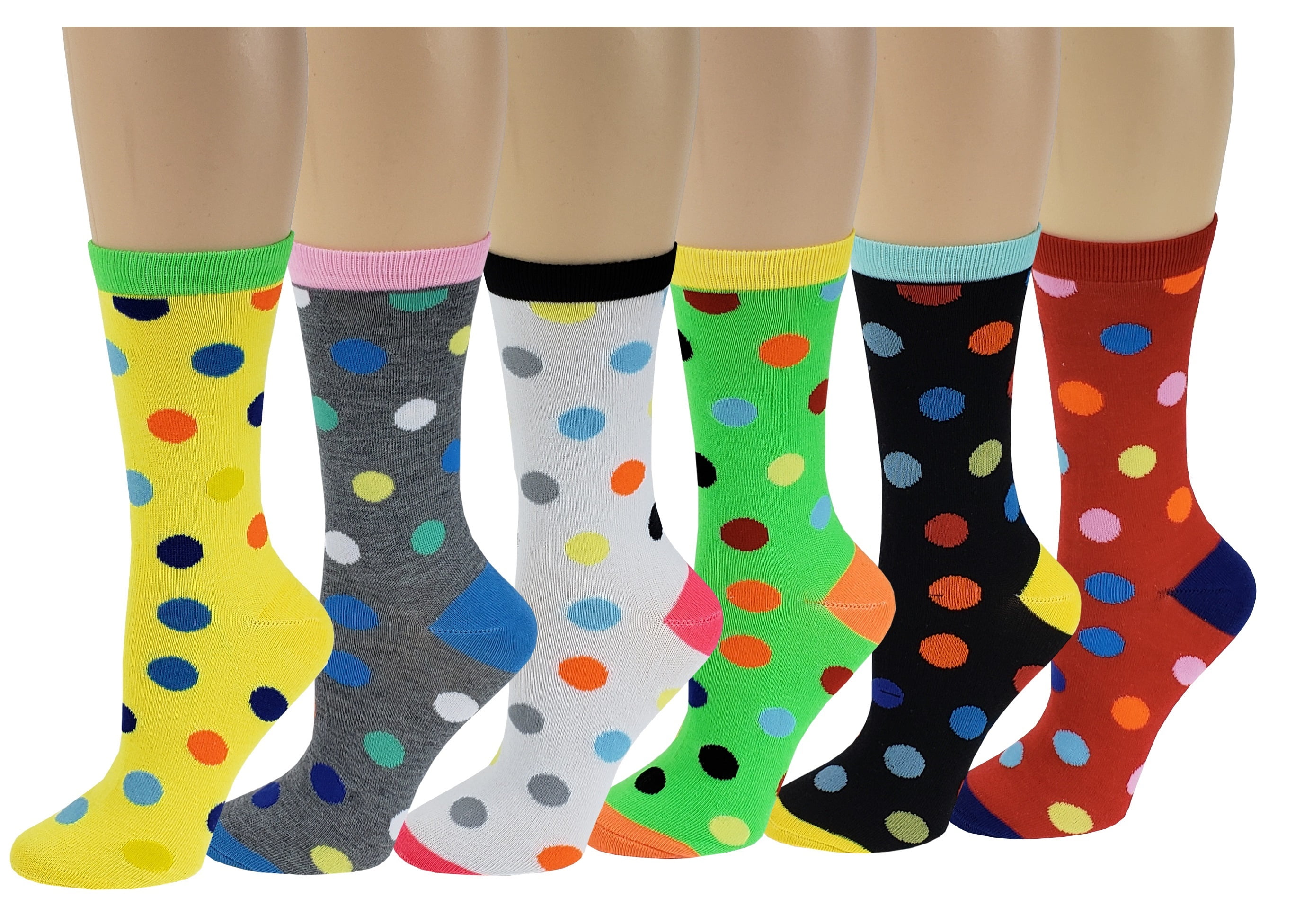 Sumona - Sumona 6 Pairs Women Colorful Fancy Polka Dot Design Novelty ...