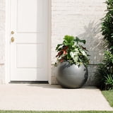 Ash & Ember Onyx 24" D Ceramic Indoor Outdoor Round Sphere Planter ...