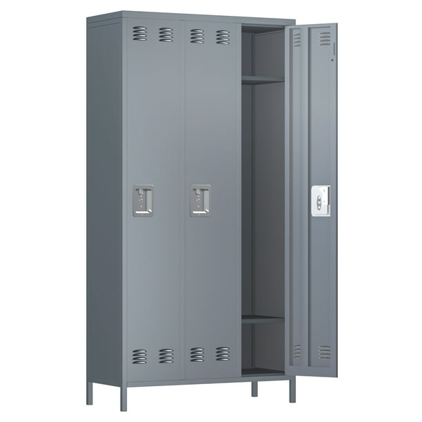 SUXXAN Metal Storage Locker with 3 Doors Large Steel Cabinet for Gym ...